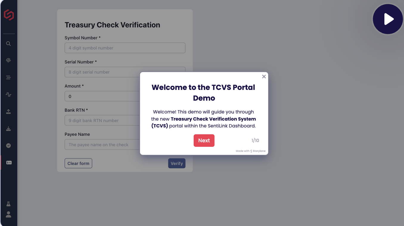 SentiLink's Treasury Check Verification Service - Get Started
